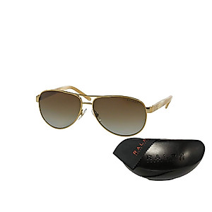 Ralph Lauren RA4004 101/T5 59M Gold/Cream/Brown Gradient Polarized Pilot Sunglasses For Women+ BUNDLE With Designer iWear Eyewear Kit