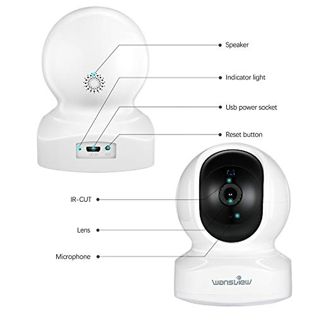 Home Security Camera, Baby Camera,1080P HD wansview Wireless WiFi Camera for Pet/Nanny, Motion Alerts, 2 Way Audio, Night Vision, Compatible with Alexa Echo Show, with TF Card Slot and Cloud