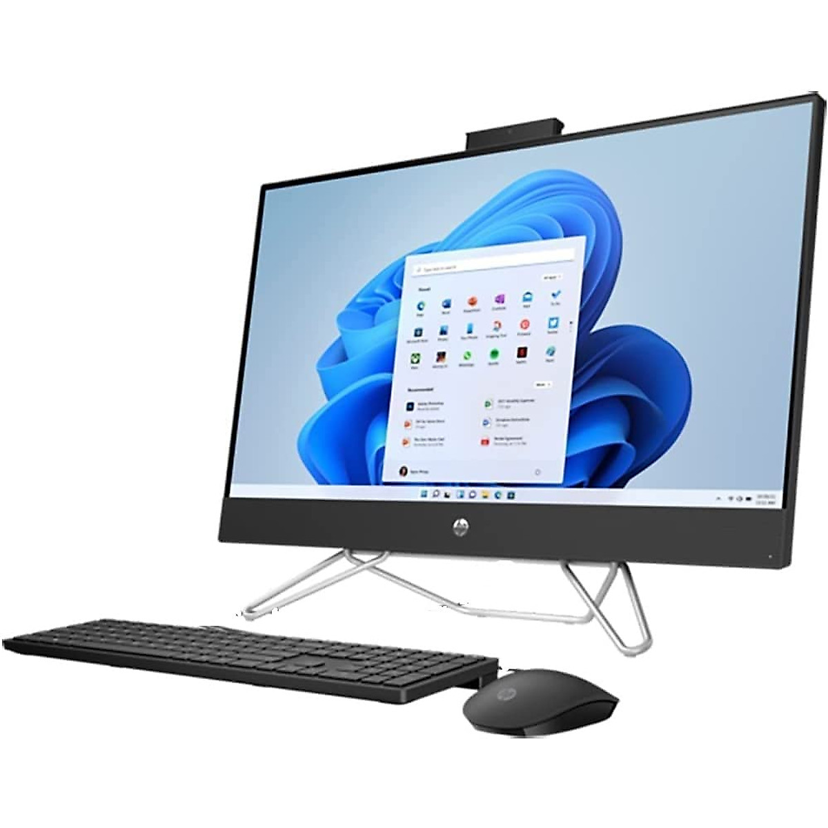 HP 27" FHD All-in-One Desktop, Intel Core i7-1255U Processor, 12GB RAM 256GB SSD, WiFi, Bluetooth, Webcam, Wireless Keyboard & Mouse, Windows 11 Pro, Black