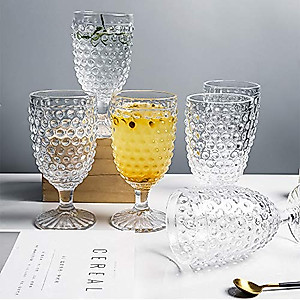 G Hobnail Iced Tea Beverage Goblets 13 oz. set of 6 Premiun Glass Set for Wine Soda Juice Water Perfect for Dinner Parties Bars Restaurants Everyday use (Clear, Goblet)