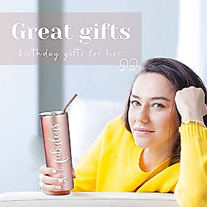 Onebttl 30th Birthday Gifts for Women, Female, Her - 30 and Fabulous - 20oz/590ml Stainless Steel Insulated Tumbler with Straw, Lid, Message Card - (Rose Gold)