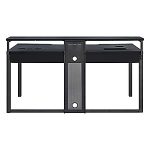 OSP HOME FURNISHINGS Furniture Adaptor 63 Inch Gaming Desk with RGB LED Lights and Smart Power Hub, Matte Black.