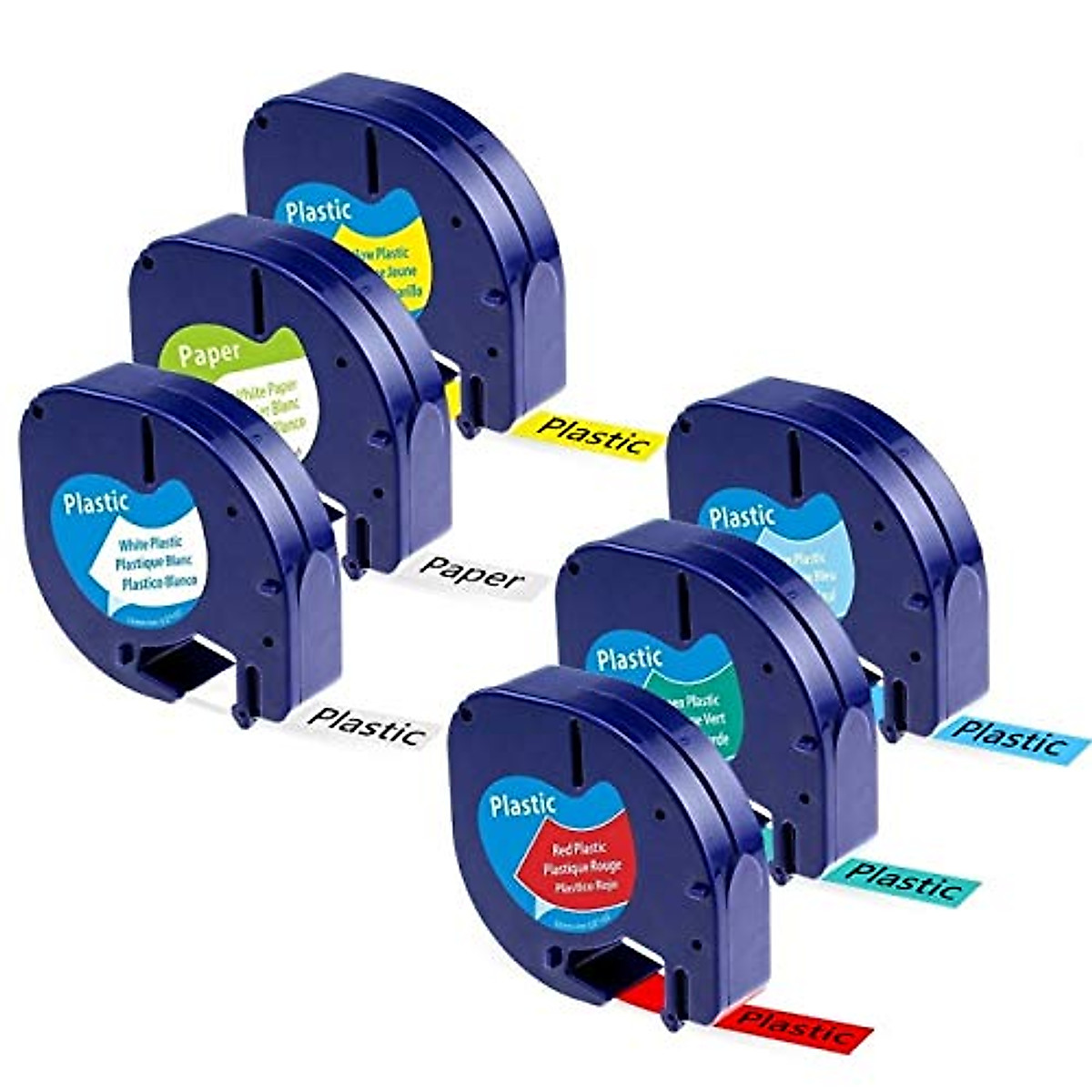 Replace DYMO LetraTag Refills Label Tape 91330 91331 91332 91333 91334 91335 Self-Adhesive Plastic / Paper Tape for Dymo LetraTag Plus LT-100H LT-100T QX50 Label Maker, 12mm x 4m (1/2 Inch x 13 Feet)