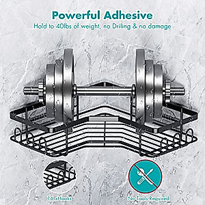 Corner Shower Caddy, 5-Pack Adhesive Shower Organizer, Wall Mounted Bathroom Organizer with Soap Holder, Toothbrush Holder, Shower Rack Bathroom Storage Accessories, Shower Shelves for Inside Shower