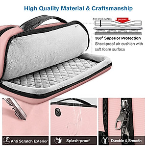 FINPAC Laptop Shoulder Bag for MacBook Pro 14-inch M2 M1 2023-2021, MacBook Air/Pro 13-inch, Padded Computer Tablet Carrying Case for Dell XPS 13, Surface Laptop/Book, HP, Acer Chromebook (Pink)