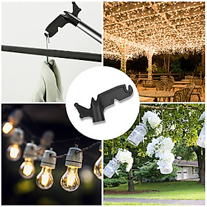 PEUTIER 4pcs Plastic Utility Hook, 3/4 inch Screw on Pole Hook Attachment Multi Purpose Extension Pole Hook for Threaded Poles Hanging Christmas Light Strings Bird Feeders Rope (Black)