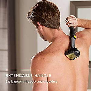 Remington BHT6455FF Shortcut Pro Body Groomer with Extendable Curved Handle and 5 Length Combs, Rechargeable Battery for Cordless Use, Shave Wet or Dry