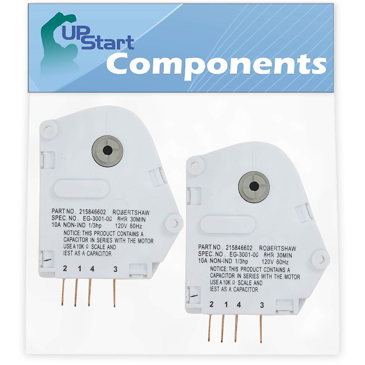 2-Pack 215846602 Defrost Timer Replacement for Frigidaire FRT21LR8DSP Refrigerator - Compatible with 215846602 Refrigerator Defrost Timer - UpStart Components Brand