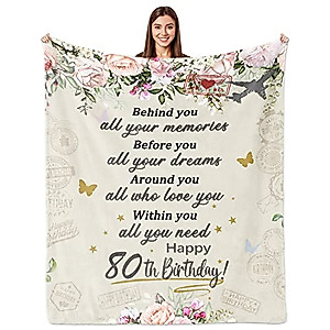 80th Birthday Gifts for Women, Gifts for 80th Birthday Women Blanket 60" X 50", 80th Birthday Gift Ideas, 80 Year Old Birthday Decoration for Grandma Mom Wife Female, Vintage 1943 Throw Blankets