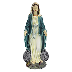 Design Toscano Miraculous Medal Madonna Virgin Mary Italian Style Religious Indoor/Outdoor Garden Statue, 23 Inch, Cast Stone Resin, Full Color Finish