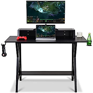 MJWDP Computer Desk Writing Workstation Office Gaming Desk All-in- Cup Headphone Holder Power Board