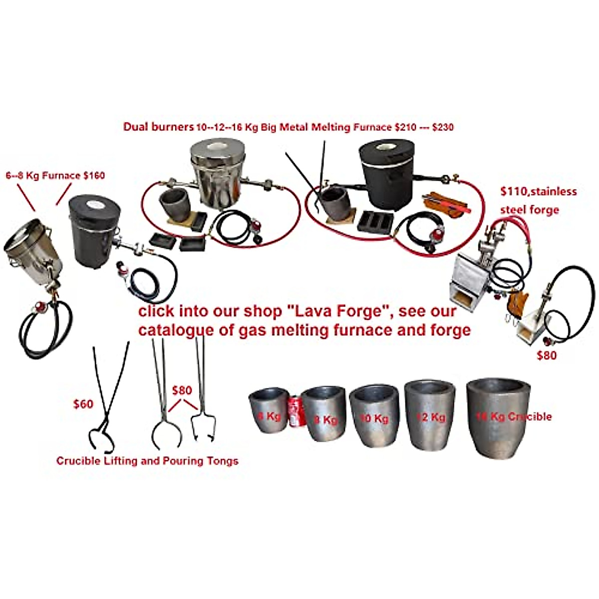 LSMIITTH Propane Gas Forge Furnace Burner, High Pressure Cast-Iron Burner Head, Burner Assembly Flame Control System, Propane Burner Replacement, Blacksmith Knife Making