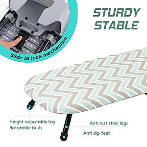 HUIESEN Table Top Ironing Board W/Wall Mount, Portable Space Saving Mini Laundry Room Iron Board | Foldable Small Ironing Board with Iron Holder