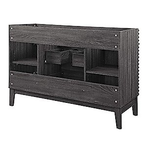 Modway Render 47" Plastic and Wood Bathroom Vanity Cabinet in Charcoal