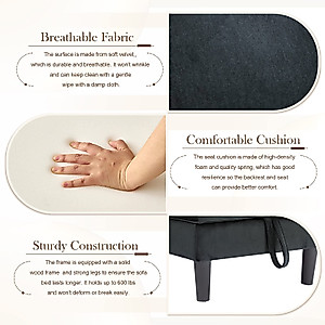 Modern Velvet Pull Out Sleeper Sofa Bed with Chaise, Comfy L Shaped Convertible Sleeper Couch with Storage and Pocket, Sectional 3 Seat Couch for Living Room Furniture or Office, Smooth Back - Black