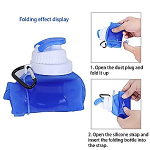 Collapsible Water Bottles(2 Count), MCOMCE Foldable Water Bottles for Travel & Collapsable Water Bottle with Clip for Backpack, Portable Silicone Water Bottle, Collapse Water Bottles for Travel