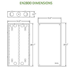 Legrand - OnQ 28 Inch Media Enclosure, 20 Gauge Media Box, Cable Wall Cover with 2.5 Inch Openings to Pull Wires Through, Recessed Media Box Includes Cover Mounting Hardware, White, EN2800