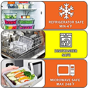 Food Storage Containers Lids set [32 Pack - 16 Container + 16 Lids], RKINC BPA-Free Plastic Airtight, Leak Proof Meal Prep Container for Pantry Organization, Dishwasher, Microwave and Freezer Safe (16