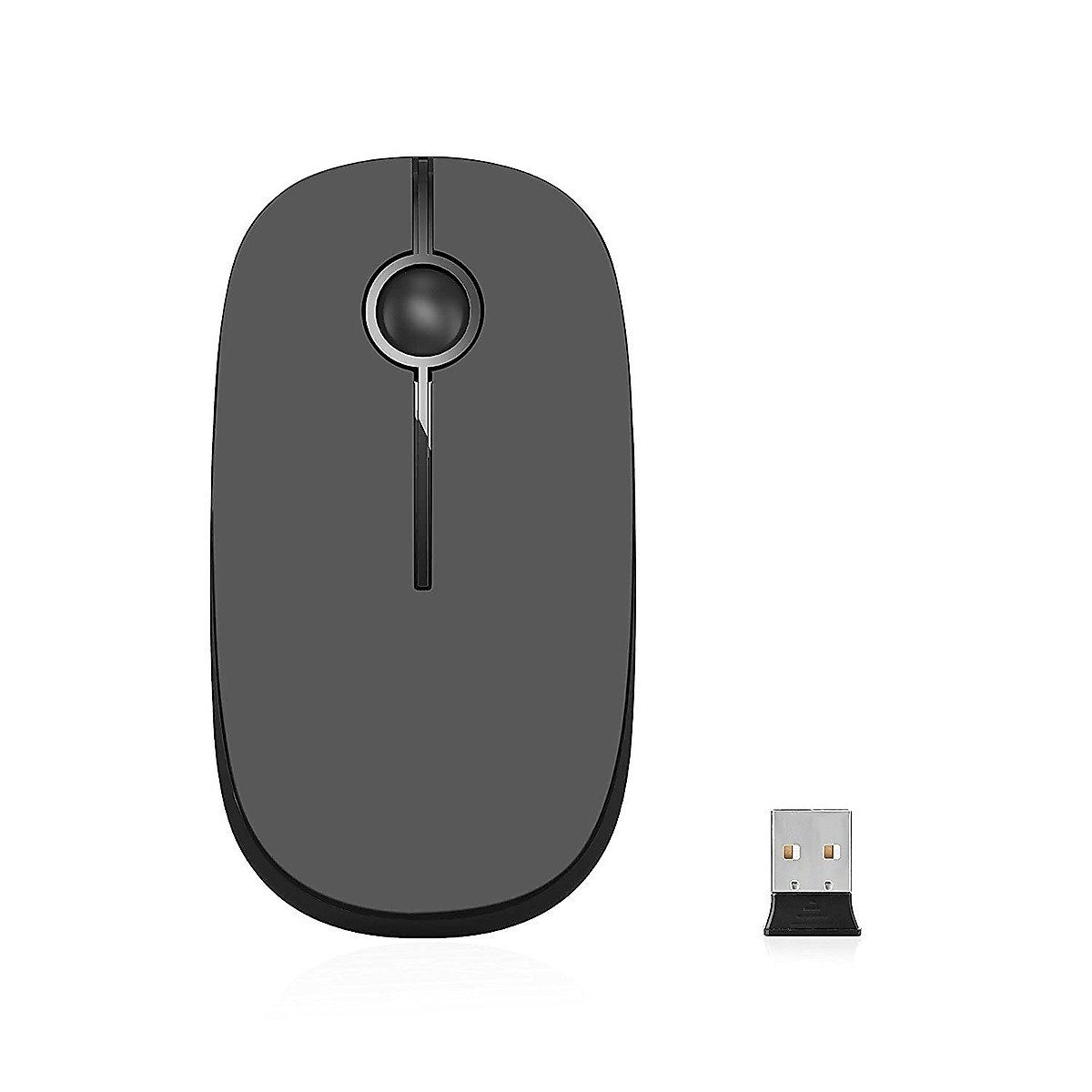 Vssoplor Wireless Mouse, 2.4G Slim Portable Computer Mouse with Nano Receiver Quiet Silent Optical Laptop Mouse for Notebook, PC, Laptop, Computer-Black and Gray