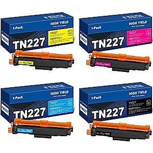 TN227 TN-227BK/C/M/Y High Yield 4 Pack Toner Cartridge Replacement for Brother TN227 TN223 TN 227 Compatible with MFC-L3770CDW HL-L3290CDW HL-L3270CDW MFC-L3710C HL-L3210CW