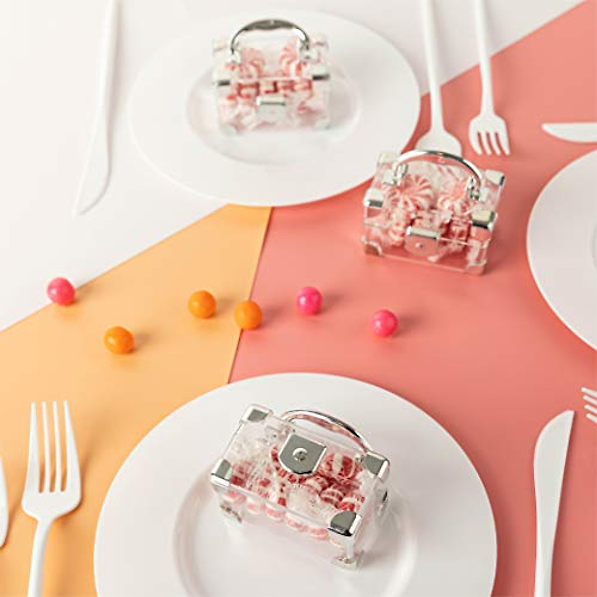 Hammont Treasure Chest Box Shaped Acrylic Candy Boxes - 8 Pack - 2.75"x1.65"x1.57" - Perfect for Weddings, Birthdays, Party Favors and Gifts | Designer Cute Clear Lucite Plastic Treat Containers