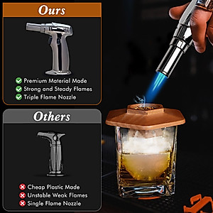Cocktail Smoker Kit with Torch, 4 Flavors Wood Chips, Fashioned/Bourbon/Drink Smoker Infuser Kit, Birthday Anniversary Unique Gifts for Dad Boyfriend Husband Grandpa(No Butane)