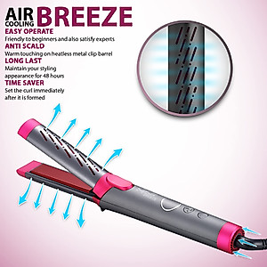 Supsilk Breeze Airflow Hair Styler, 2-in-1 Hair Straightener and Curler, Create No Damage Long Last Bouncy Curls Waves & Smooth Straight, Ceramic Tourmaline Flat Iron Curling Iron with 5 Heat Settings