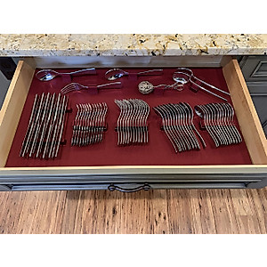 Silverware Drawer Lining Kit in Maroon - Holds 70 Pieces