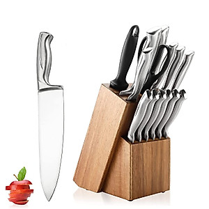 GOOD HELPER 15 Piece Kitchen Knife Sets with Wooden Block High Carbon Stainless Steel Knife Set Sharp Chef Knife Set Shears Steak Knives Utensils Dishwasher Safe Utility Knife