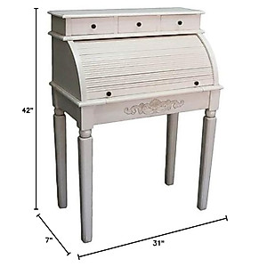 International Caravan Furniture Piece Carved Wood Roll Top Desk