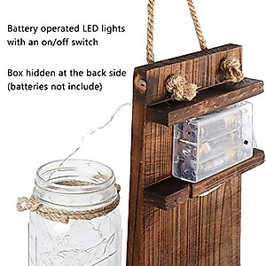 AerWo 2Pcs Mason Jar Sconces Wall Decor, Handmade Rustic Wall Sconces with LED Fairy Lights and Flowers, Hanging Mason Jar for Farmhouse Kitchen Decorations Wall Decor Living Room Lights