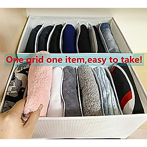 Abyme Clothes Organizer, Compartment Drawer Dividers for Clothes, Closet Organizers and Storage Box for Jeans/Tshirt/Legging/Towel/Pants/Scarf/Kids Clothes 7-Cell Clothes Drawer Storage Organizer 2pcs