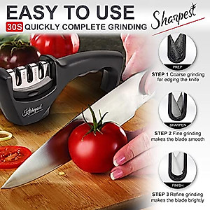 4-in-1 Knife Sharpener Kit 2pack with Cut-Resistant Glove, 3-Stage Quality Kitchen Knife Accessories to Repair