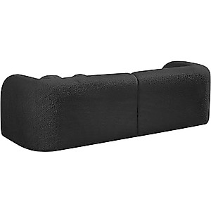 Meridian Furniture 139Black-S Emory Collection Art Deco Boucle Fabric Upholstered Sofa with Rich Black Boucle Fabric, Ball Pillows Included, 89" W x 34" D x 27" H, Black