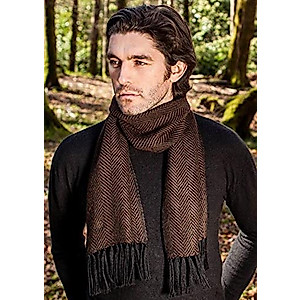 Mucros Weavers Irish Alpaca Scarf Brown Herringbone