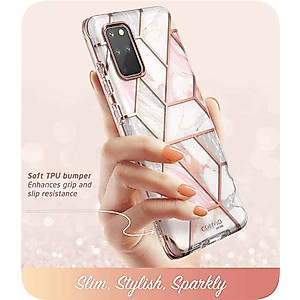 i-Blason Cosmo Series Case for Samsung Galaxy S20+ Plus 5G (2020 Release), Stylish Glitter Protective Bumper Case with Built-in Screen Protector (Marble)