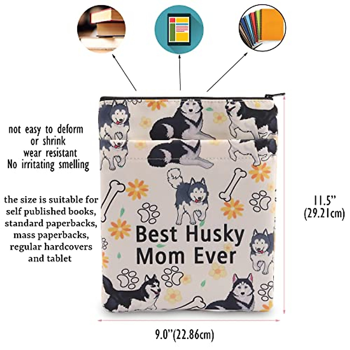 Husky Book Sleeve Husky Mom Gift Husky Dog Book Protector Best Husky Mom Ever Book Cover Husky Owner Gift