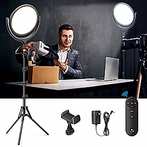 Evershop Key Light - 10" Led Video Lighting for Video Recording, Professional 2800 lumens Studio Light for Photography, Dimmable Bi-Color Soft Lights for Streaming Product Photoshoot Portrait lighting