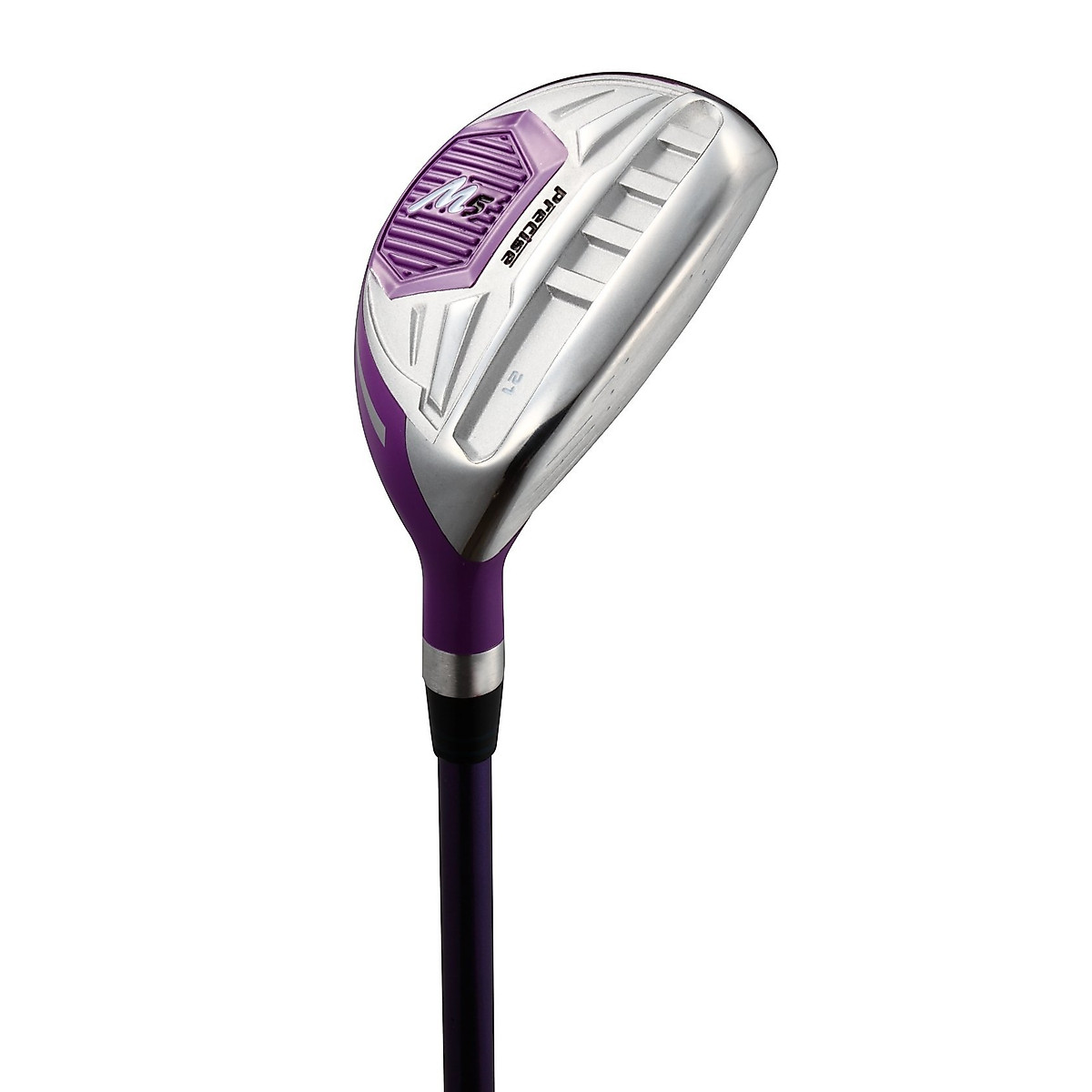 Precise M5 Ladies Womens Complete Right Handed Golf Clubs Set Includes Titanium Driver, S.S. Fairway, S.S. Hybrid, S.S. 5-PW Irons, Putter, Stand Bag, 3 H/C's Purple (Right Hand)
