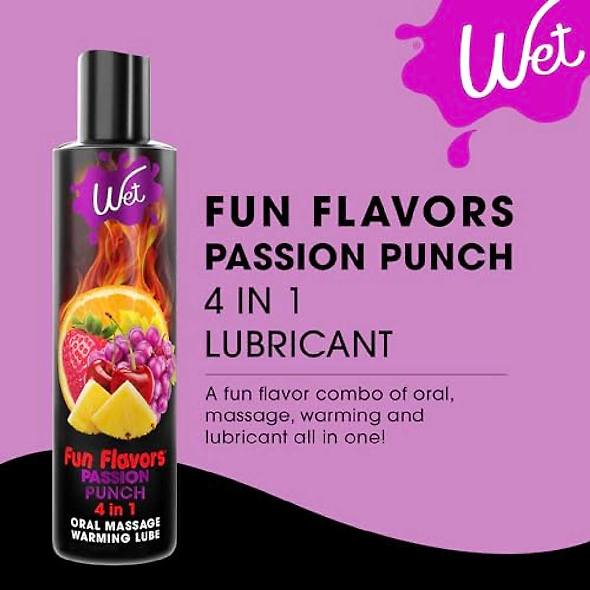 Wet Flavored Tasty Warming Lube Sampler (5- Pack), Five 1 Oz Bottles, Premium Personal Lubricant, for Men, Women and Couples, Ideal for Foreplay, Paraben Free, Gluten Free, Stain Free, Sugar Free