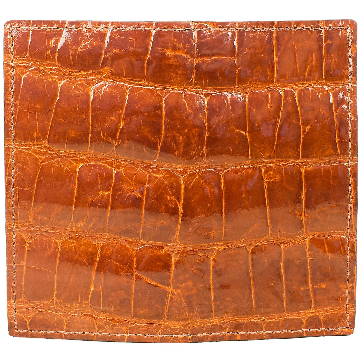 Genuine American Alligator Leather Checkbook Cover Handmade (Cognac)