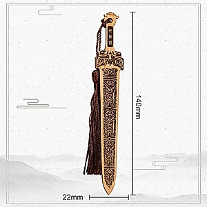Gdpaddy Handmade Natural Bamboo Bookmark with Beautiful Tassels,Vintage Style Bookmark is A Unique Gift for Teachers, Students, Men and Women - 4Pcs (Sword)