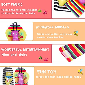 Majobee Baby Wrist Rattles Toys & Foot Finder Socks Set Baby Boy Girl Gifts Newborn Soft Sensory Toys Infant Socks 0-6 to 12 Months,Baby Toys 3-6 Months Toddler Educational Learning Development Toys