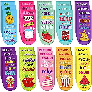 30 Pieces Assorted Scented Magnetic Bookmarks Scratch and Sniff Fruit Food Theme Bookmarks Encouraging Sayings Bookmarks Cute Bookmarks for Kids, Students, Teens, 10 Styles (Classic)