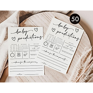 50 Baby Shower Game Large Picture Predictions and Advice Cards, New Mom & Dad Card or Mommy & Daddy to Be, Girl or Boy Babies New Parent Message Advice Book Fun Gender Neutral Party (50-Cards)