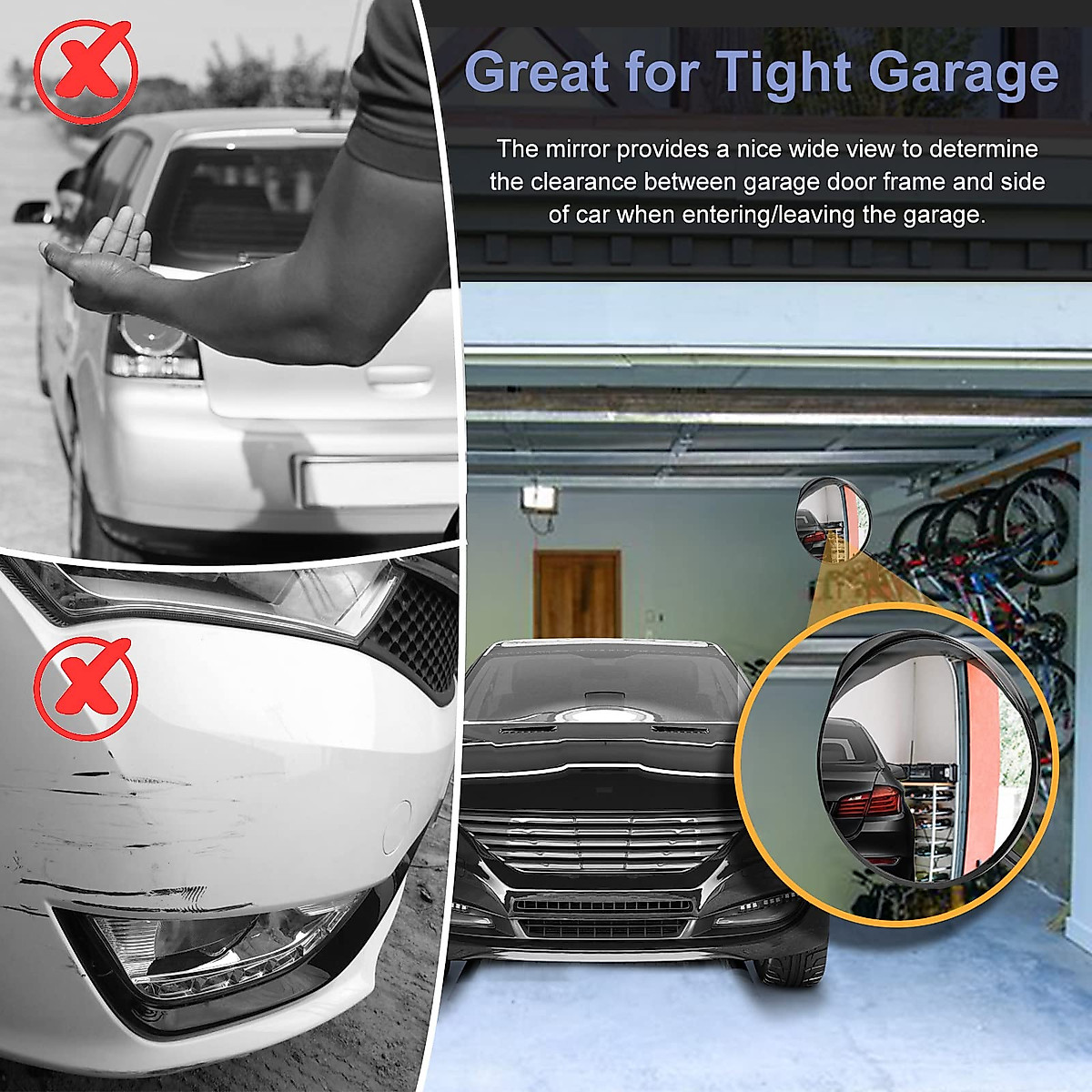 moveland 16 Inch Convex Security Mirror - Adjustable Acrylic Safety Mirror - Wide View Garage Mirror for Parking Assist Business, Traffic, Warehouse, Blind Spot, Office(Support Indoor and Outdoor)