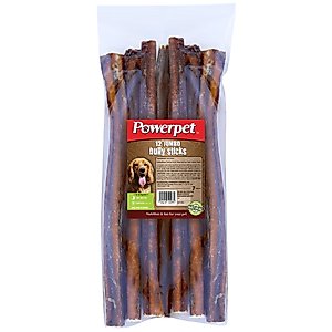 Natural Dog Chew - Powerpet: Bully Sticks - 12” Jumbo Bully Sticks - 7 Ct - Odorless - Helps Improve Dental Hygiene - 100% Natural & Highly Digestible - Helps Keep Your Dog Healthy & Happy