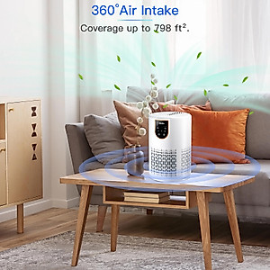 Air Purifier for Home Bedroom, H13 True HEPA Air Purifiers for Home Large Room with Fragrance Sponge, Air Cleaner Purify 99.9% Micron Particles, Smoke, Pet Dander, AP0801