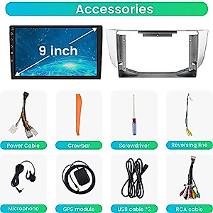 Android 12 [2GB+32GB] Car Radio Compatible for Lexus RX300 RX330 RX350 RX400H 2003-2009, 9 Inch Touch Screen with GPS/FM/WiFi/USB, Support SWC/Wired Carplay Android Auto