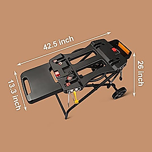 QuliMetal Portable Grill Cart for Weber Q1000, Q2000 Series Gas Grills and Blackstone 17” 22” Table Top Griddles, Portable Griddle Stand
